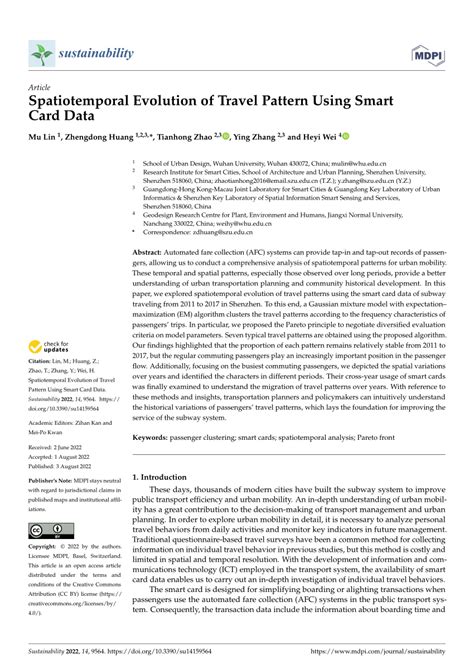 Pdf Spatiotemporal Evolution Of Travel Pattern Using Smart Card Data