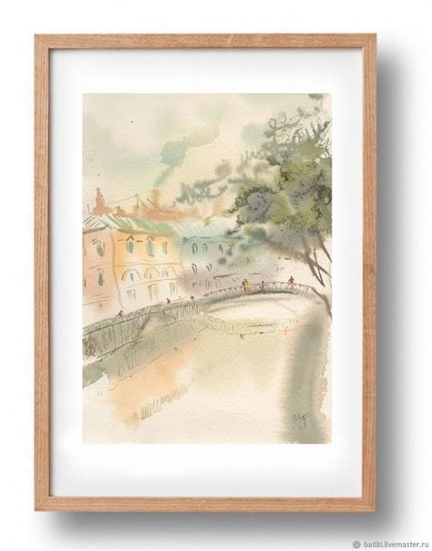 Сенной мостик в весеннем Петербурге Акварель в раме в интернет магазине на Ярмарке Мастеров