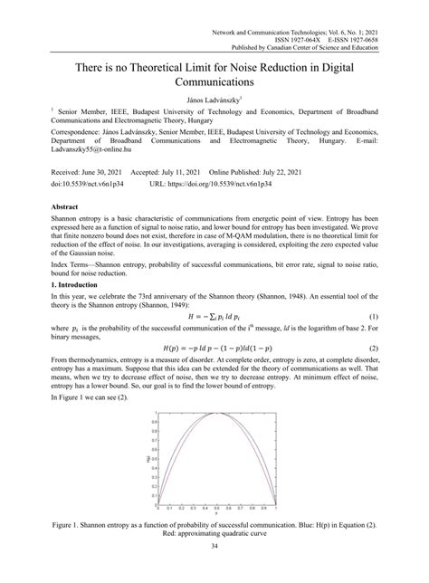 PDF There Is No Theoretical Limit For Noise Reduction In Digital Communications