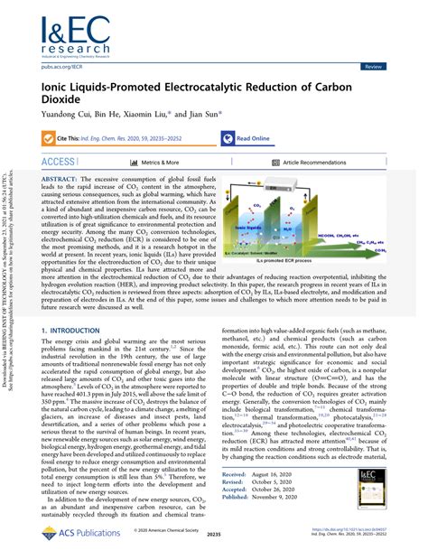Pdf Ionic Liquids Promoted Electrocatalytic Reduction Of Carbon Dioxide