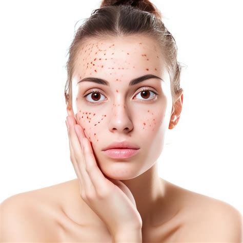 Premium Photo Beautiful Young Woman With Acne On Her Face White Background Fullsized