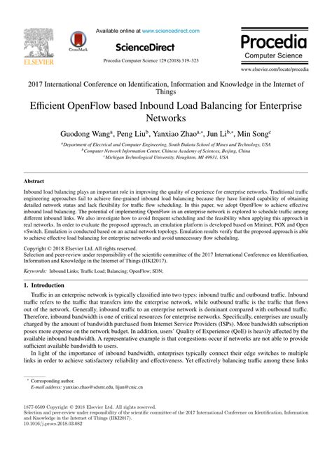 Pdf Efficient Openflow Based Inbound Load Balancing For Enterprise