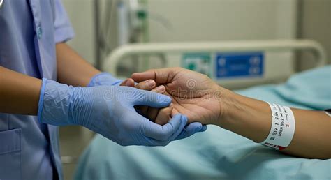 Comfort And Care Nurse Holding Patient S Hand Stock Illustration
