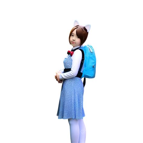 女孩穿著可愛的貓咪衣服 Ai 生成 人工智能生成 女孩 可愛的素材圖案，psd和png圖片免費下載