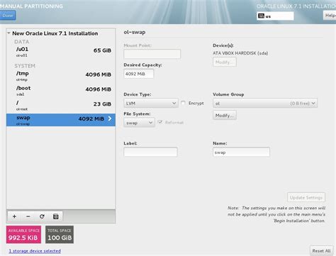 Vinoths Tech Blog Manual Partitioning Of Oracle Linux 71 In Oracle Vm