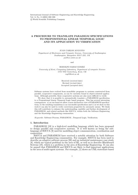 Pdf A Procedure To Translate Paradigm Specifications To Propositional