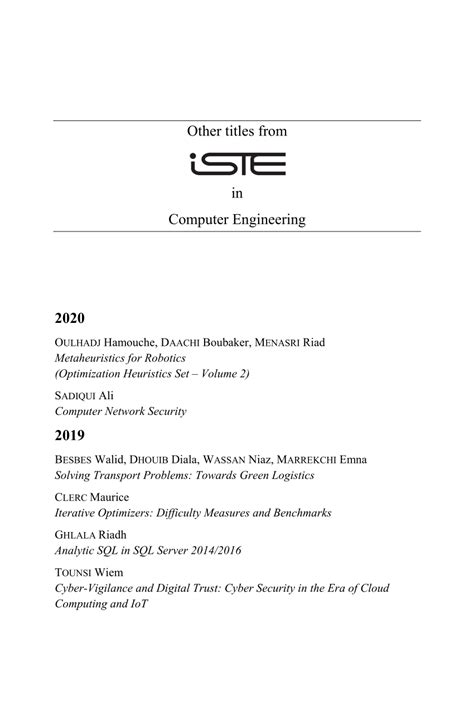 Pdf Other Titles From Iste In Computer Engineering