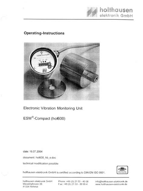 Electronic Vibration Monitoring Unit Pdf