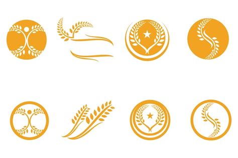 밀 농업 로고 및 기호 벡터 프리미엄 벡터