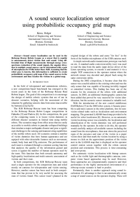 Pdf A Sound Source Localization Sensor Using Probabilistic Occupancy