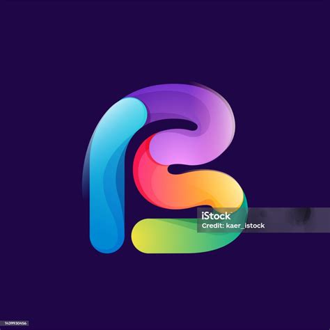겹쳐진 다채로운 선으로 만들어진 문자 B 로고 무지개 생생한 그라데이션 현대 아이콘입니다 교육에 대한 스톡 벡터 아트 및 기타
