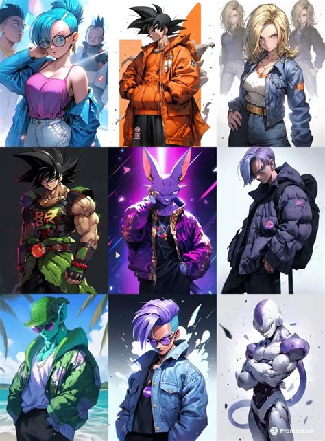 Dbz Character Fashion Costumes Street Midjourney Prompt Promptbase
