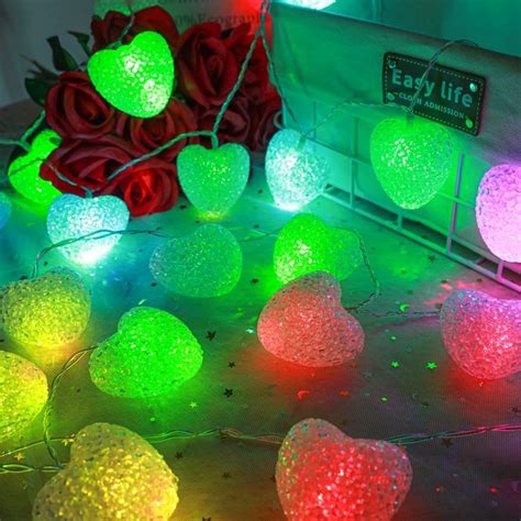 1 2m LED Love Flashing String Lights Waterproof Battery Box Decoration Lights 10 Lights Color