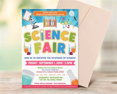 Editable Science Fair Flyer School Academic Festival Flyer Pto Pta