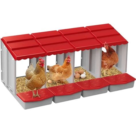 Chicken Nesting Boxes 4 Compartment Nesting Box For Chicken Coop Rolling Egg Collection And