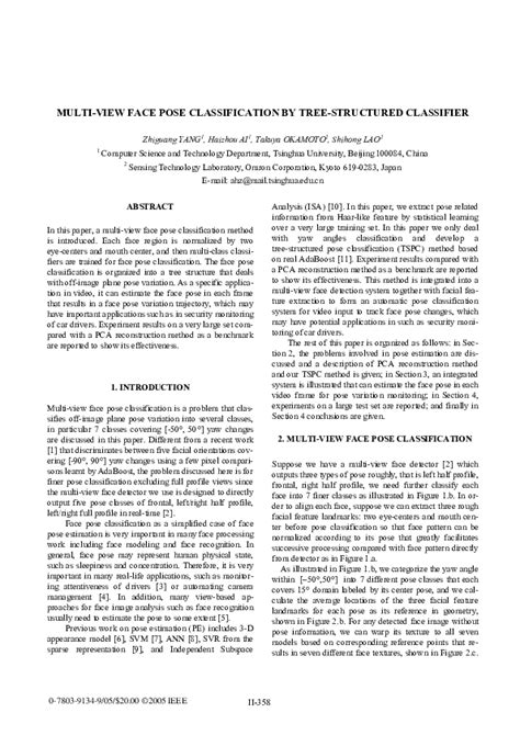 Pdf Multi View Face Pose Classification By Tree Structured Classifier