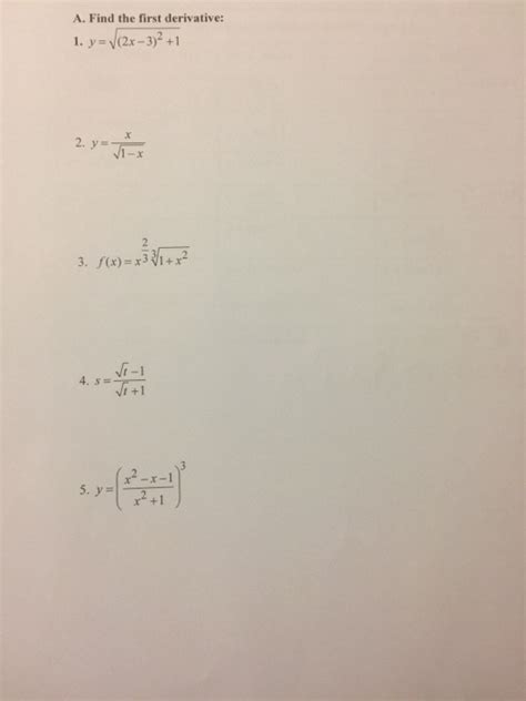 Solved Part A Find The First Derivative Chegg Com