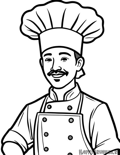Раскраска Повар 6 распечатать Happybrushes