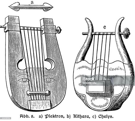 고대 그리스 음악 악기 Plectrum Kithara 및 Chelys 치터에 대한 스톡 벡터 아트 및 기타 이미지 치터 1890 1899 년 1890년 Istock