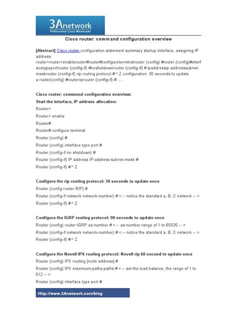 Cisco Router Command Configuration Overview Pdf Router Computing