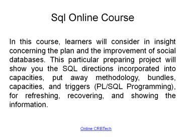 Ppt Sql Online Course Best Pl Sql Certification Powerpoint