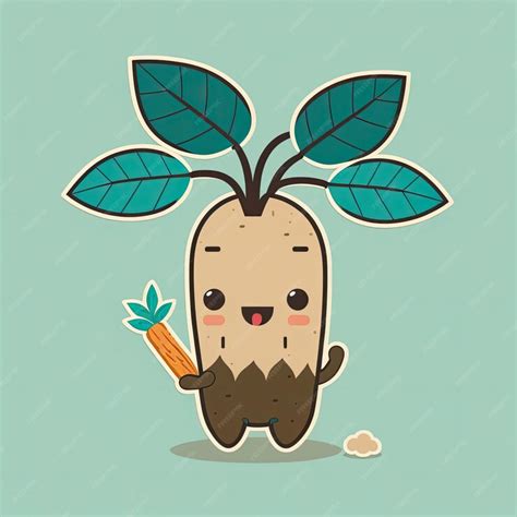 Premium Ai Image Cassava Vegetable Cute Playful Flat Icon By