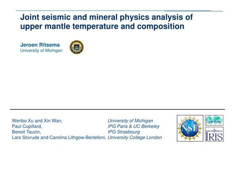 Ppt Joint Seismic And Mineral Physics Analysis Of Upper Mantle Temperature And Composition