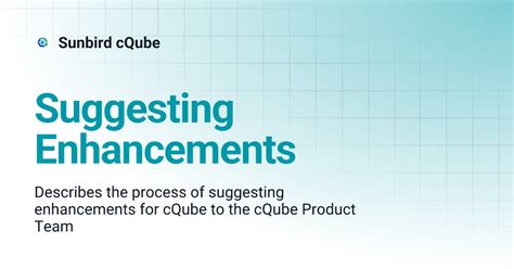 Suggesting Enhancements Sunbird CQube
