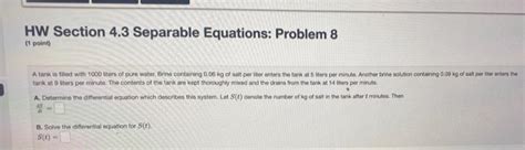 Solved Hw Section 43 Separable Equations Problem 8 11