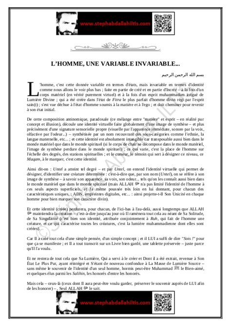 L Homme Une Variable Invariable Pdf Steph Abdallah Iltis