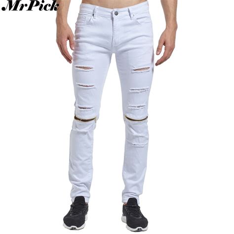 Buy 2017 Ripped Distressed Knee Zipper Skinny Jeans