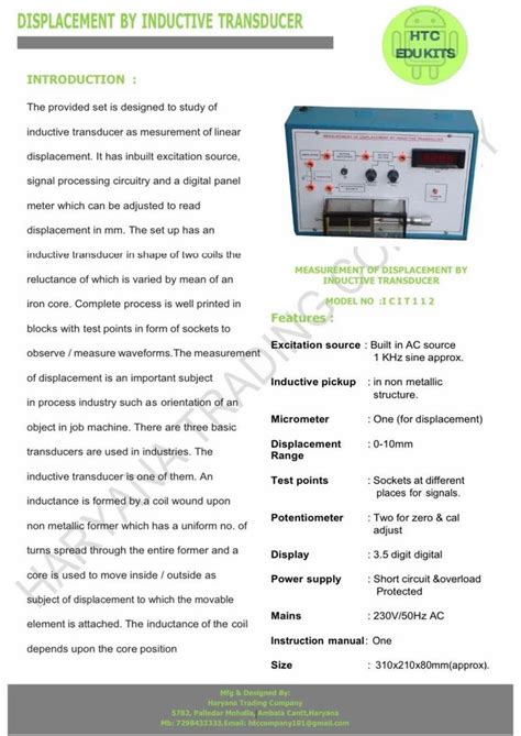 Inductive Displacement Transducer At Rs 6500 Piece Displacement