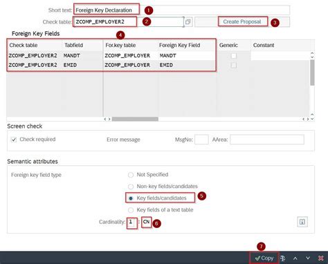 how to create a foreign key in sap abap