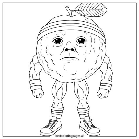 Muscular Orange Character Coloring Page Free Printable