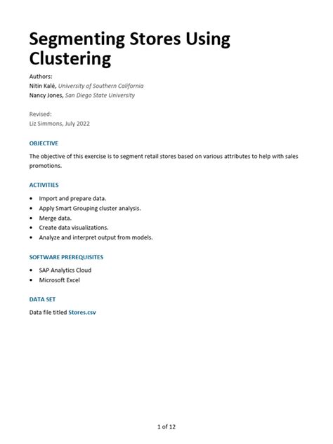 03 Segmenting Stores Using Clustering Sac Pdf Cluster Analysis Comma Separated Values