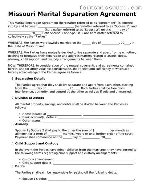Valid Missouri Marital Separation Agreement Forms ᐈ Blank Pdf Template