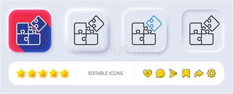 Puzzle Line Icon Engineering Strategy Sign Neumorphic Buttons Vector