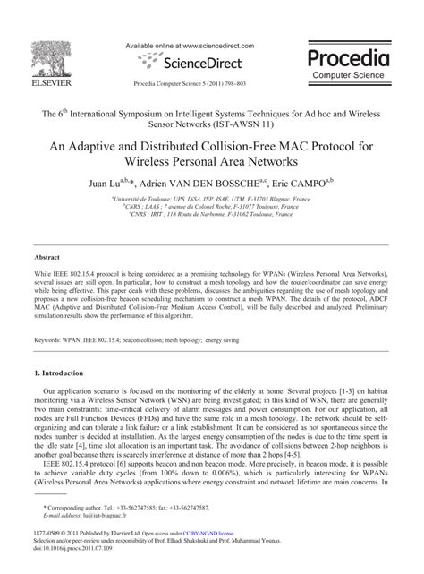 Pdf An Adaptive And Distributed Collision Free Mac Protocol For