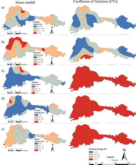 Long Term Mean Rainfall And Coefficient Of Variation Cv For A Download Scientific Diagram