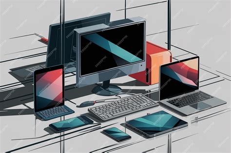 A Computer Monitor With A Colorful Screen And A Keyboard On A Desk Premium Ai Generated Vector