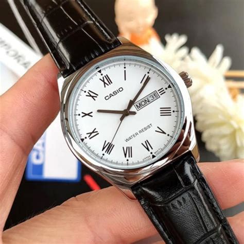 Casio Waterproof Quartz White Dialblack Strap Mens Whiteblack Analog