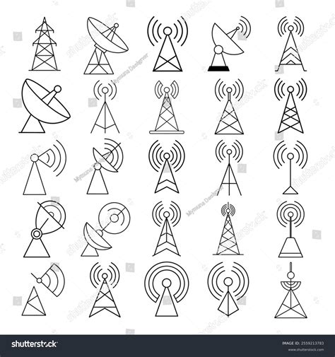 Different Types Antenna Icons Vector Set Stock Vector Royalty Free 2559213783 Shutterstock