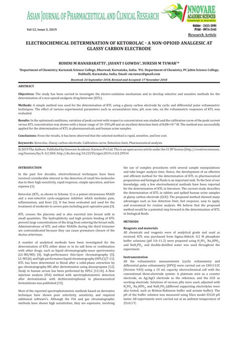 Pdf Electrochemical Determination Of Ketorolac A Non Opioid Analgesic At Glassy Carbon Electrode