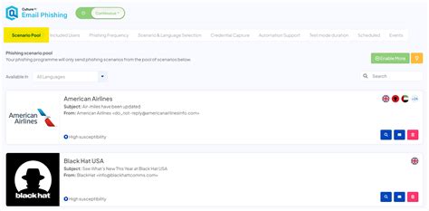 Review Your Phishing Scenario Pool