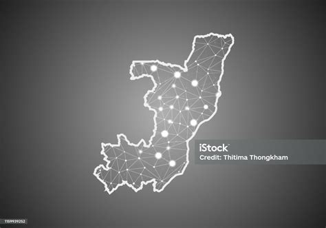 콩고지도의 벡터 와이어 프레임 메쉬 다각형 전역 연결 구조를 추상화합니다 선과 점으로 연결된 지도 기하학적 세계 개념입니다 디지털 데이터 시각화 인포그래픽 0명에 대한 스톡