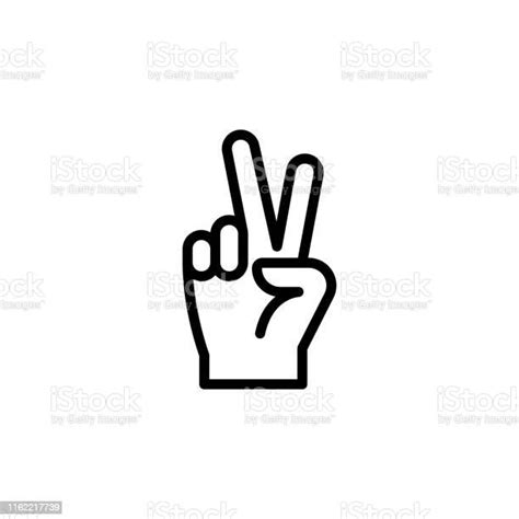 평화 손 제스처 개요 아이콘입니다 손 제스처 그림 아이콘의 요소입니다 기호는 웹 로고 모바일 앱 Ui Ux에 사용할 수 있습니다