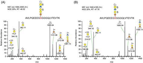 Ms Ms Spectra Of Bikunin Protein Ambp Showing Glycan Fragmentations Of