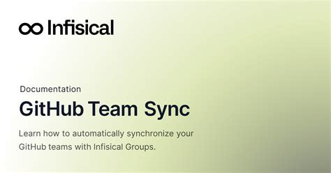 Github Team Sync Infisical