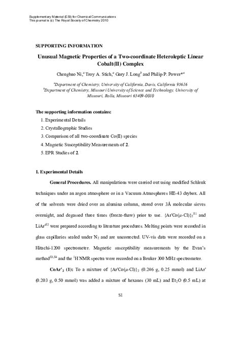 Pdf Unusual Magnetic Properties Of A Two Coordinate Heteroleptic