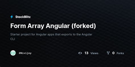 Form Array Angular Forked StackBlitz